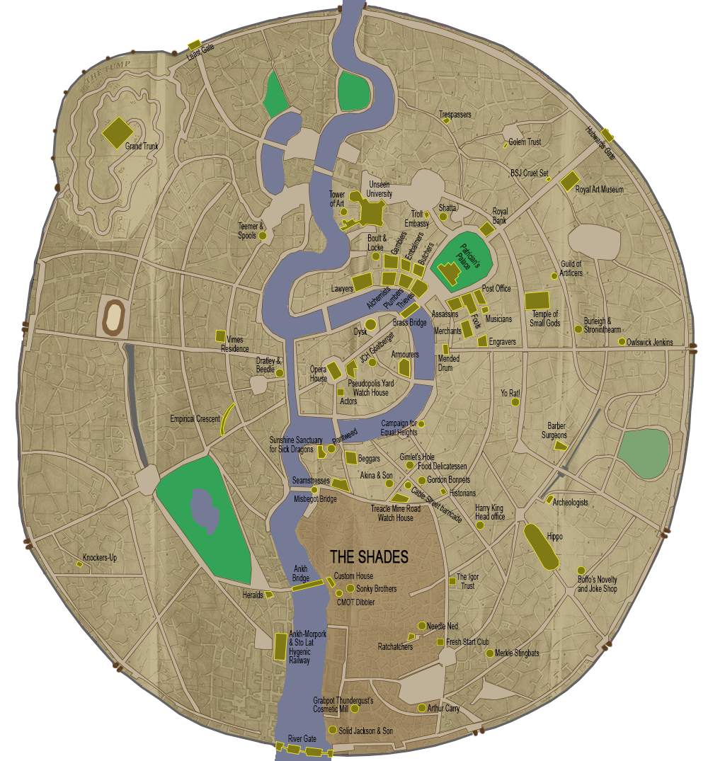 Discworld Stamp Catalogue - Discword Stamp Map - Ankh-Morpork